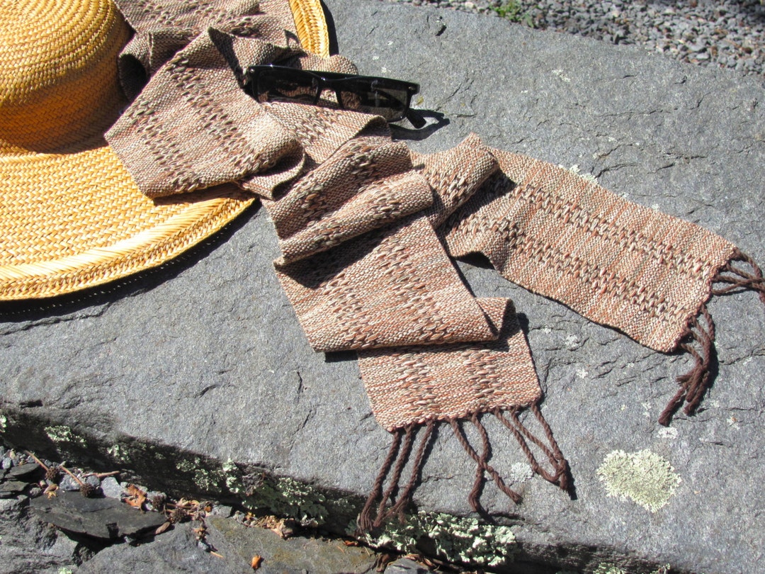 Etsy Pick! Handmade Woven Cotton Scarf in Woodland Brown, Lichen Sage ...