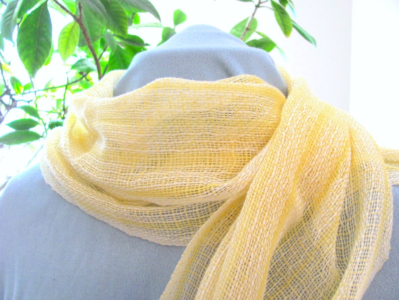 Etsy's Pick Sunny Lemon Yellow White Cotton Scarf - Etsy