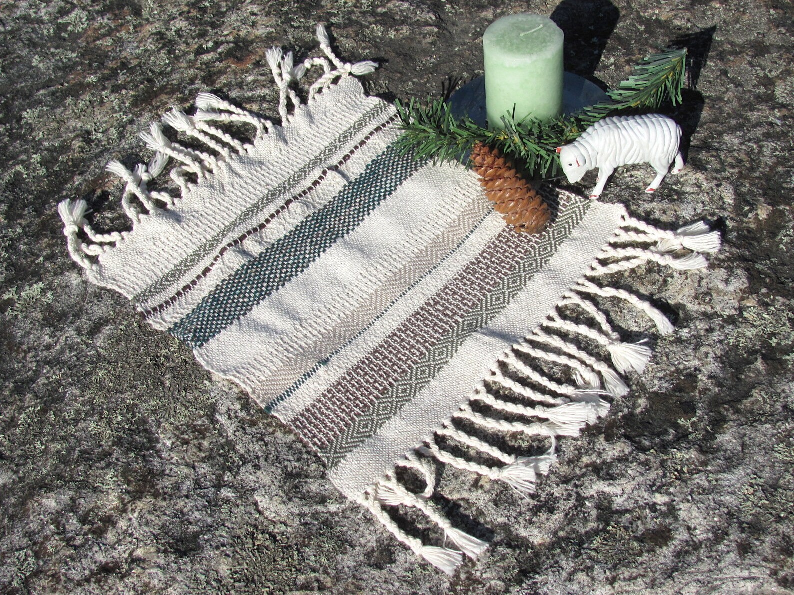 Small Altar Cloth Table Mat Artisan Hand Woven Green White - Etsy