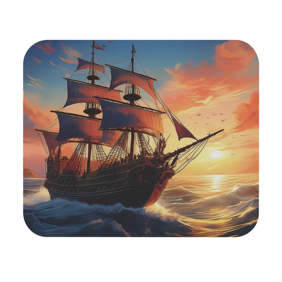 Dreamy Pirate Ship Mouse Pad: Nautical Home Office Decor - Etsy