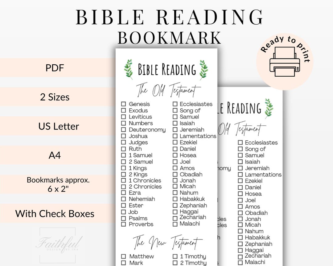 Bible Reading Bookmark, White Simple Bible Bookmarks, Bible Tracker ...