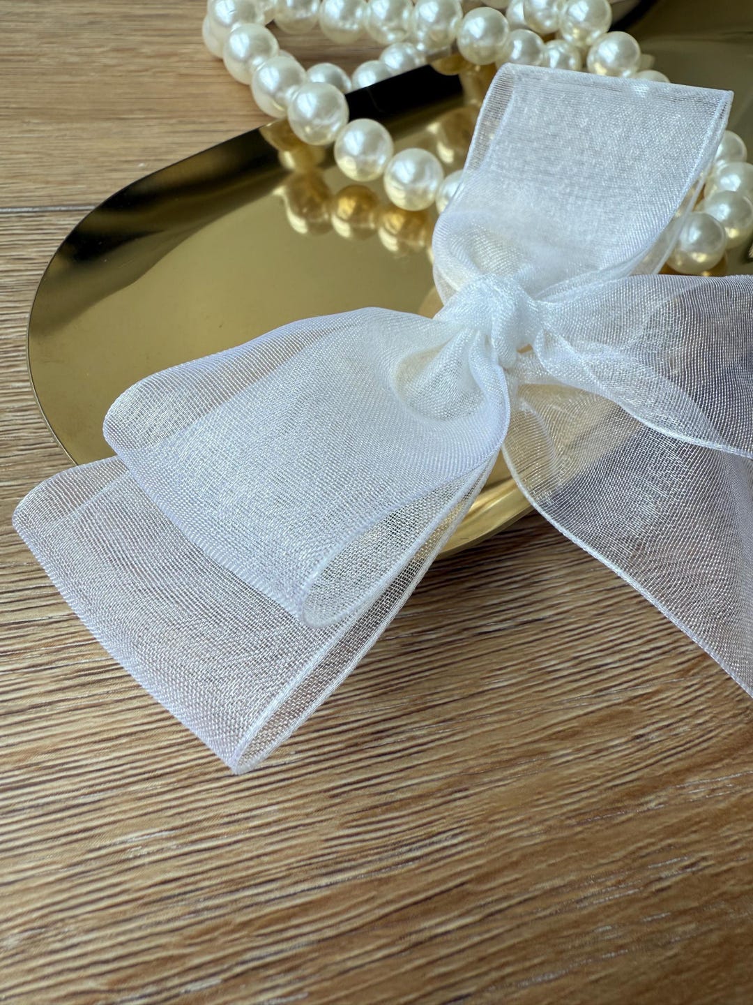 White Organza Hair Bow Clip, Party Hair Bows, Elegant Bridal Hair ...