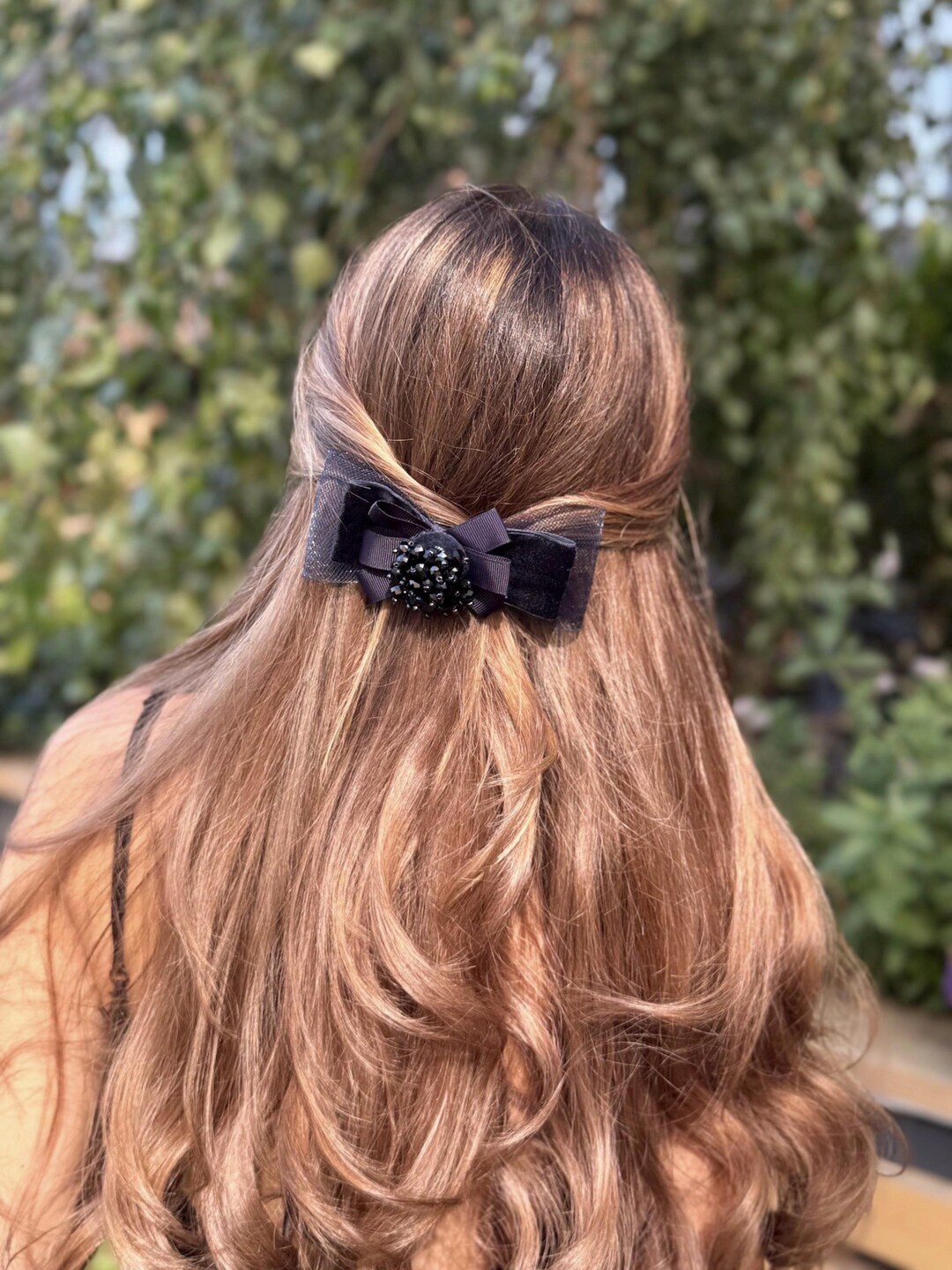 Beaded Navy Velvet Hair Bow Clip: Handmade Elegant Barrette - Etsy