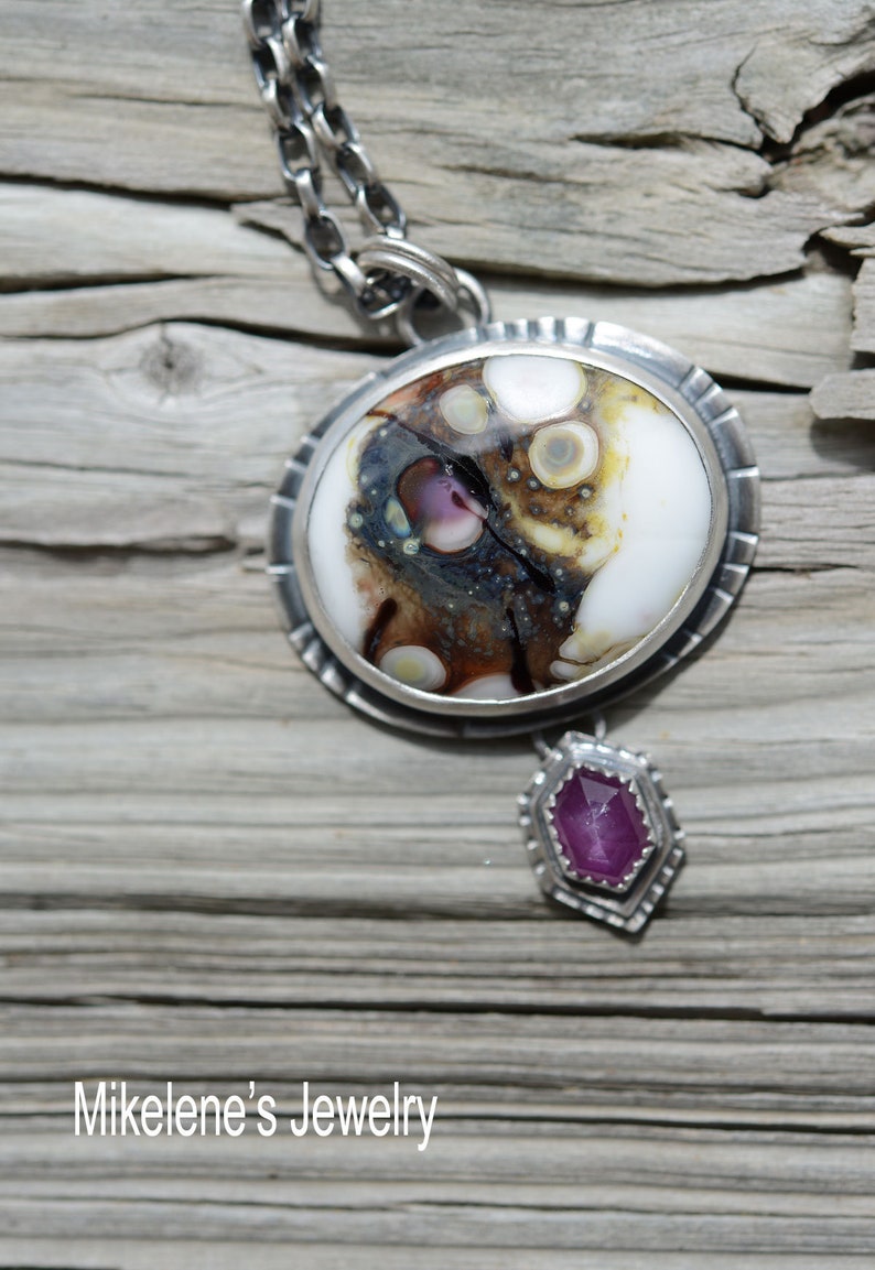 Sapphire ..... Growing Edge Glass Cabochon Purple Pink - Etsy