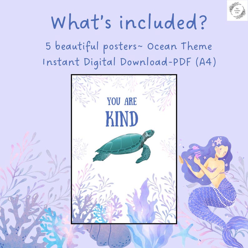 Ocean Theme Classroom Posters: Calming Sea Animal Prints (PDF) - Etsy