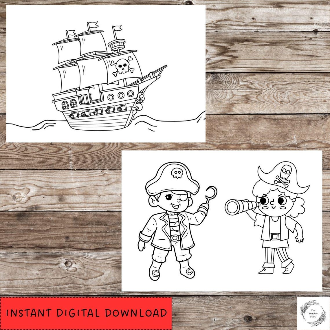 Pirate Colouring Activity Booklet Pirate Party Theme Cute Pirates ...
