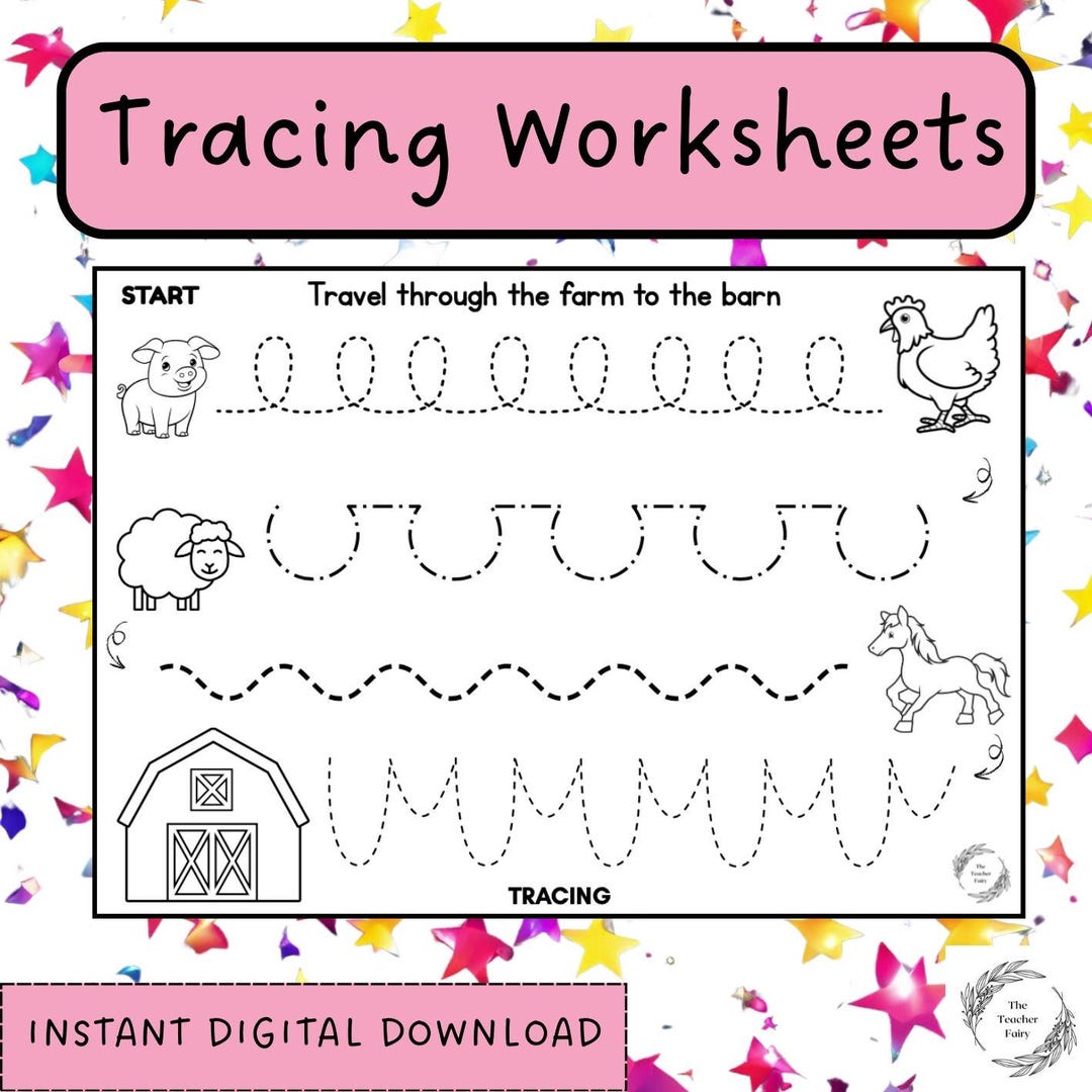 Tracing Worksheets Educational Resource Instant Digital Download ...