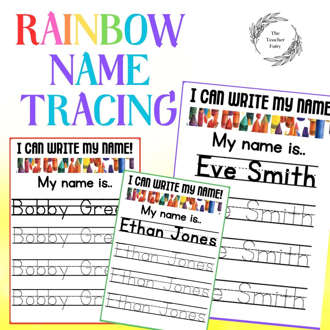 Rainbow Name Tracing- Personalised! Editable Templates - Easy Printable ...