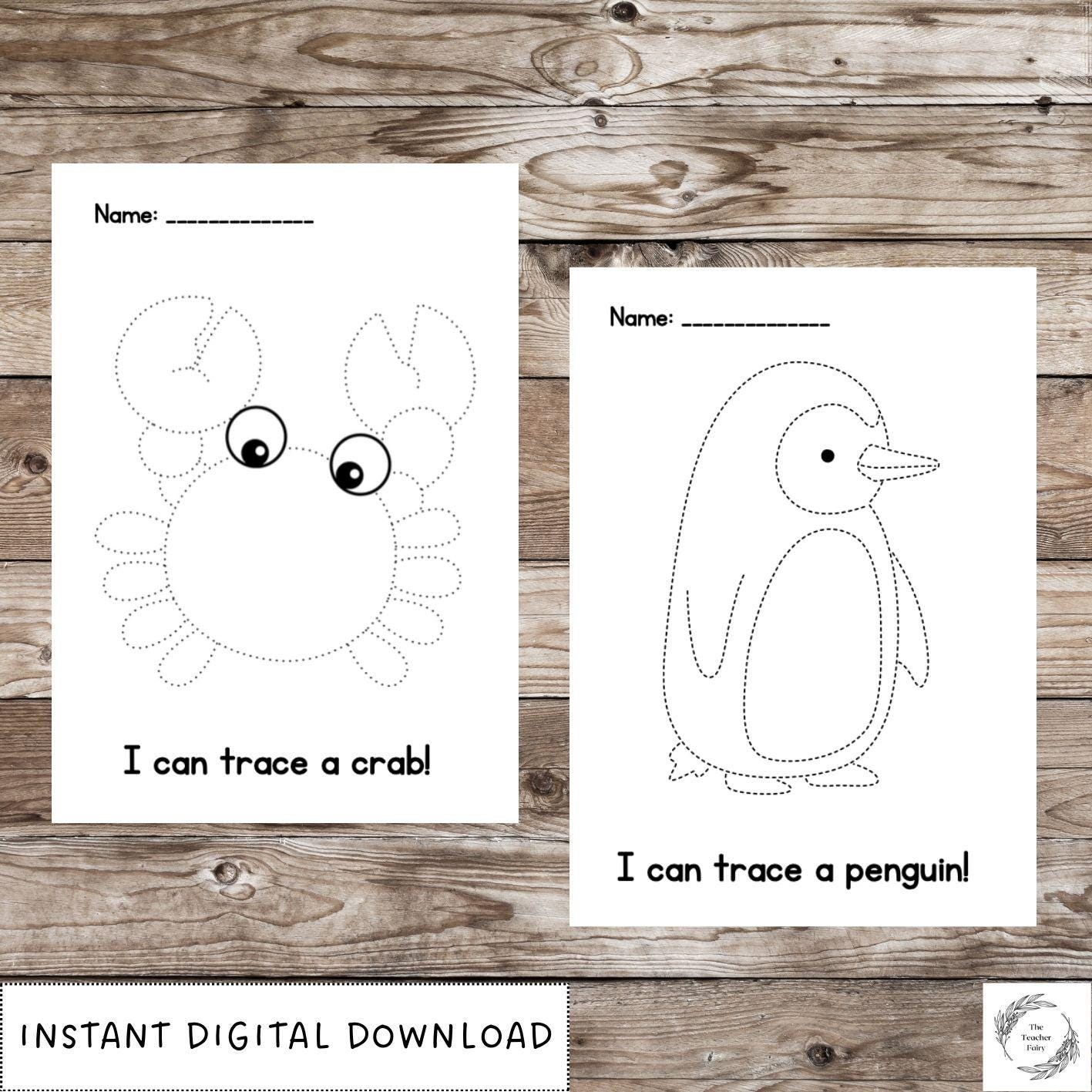 Animal Tracing Worksheets Instant Digital Download Preschoolers ...