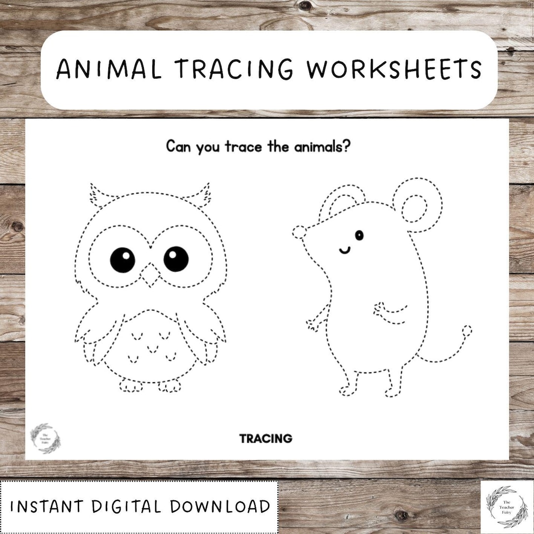 Tracing Animal Worksheets Fine Motor Skills Handwriting Practise ...