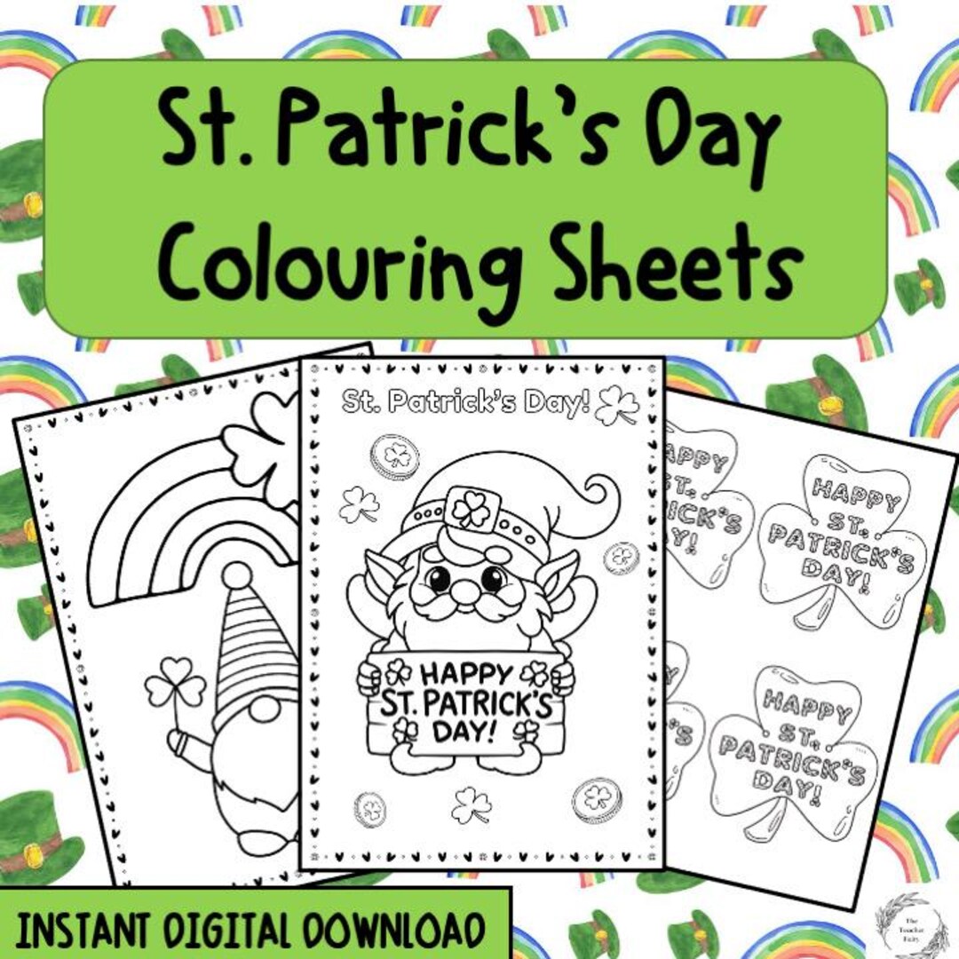 Saint Patricks Day Printable, Colouring Activity Sheet for Kids and ...