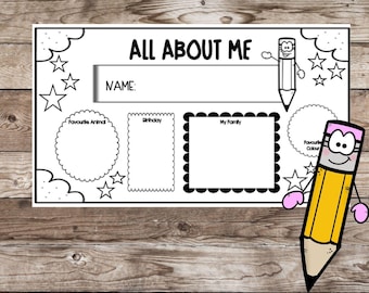 All About Me Worksheet: Back to School Activity (digital Download) - Etsy