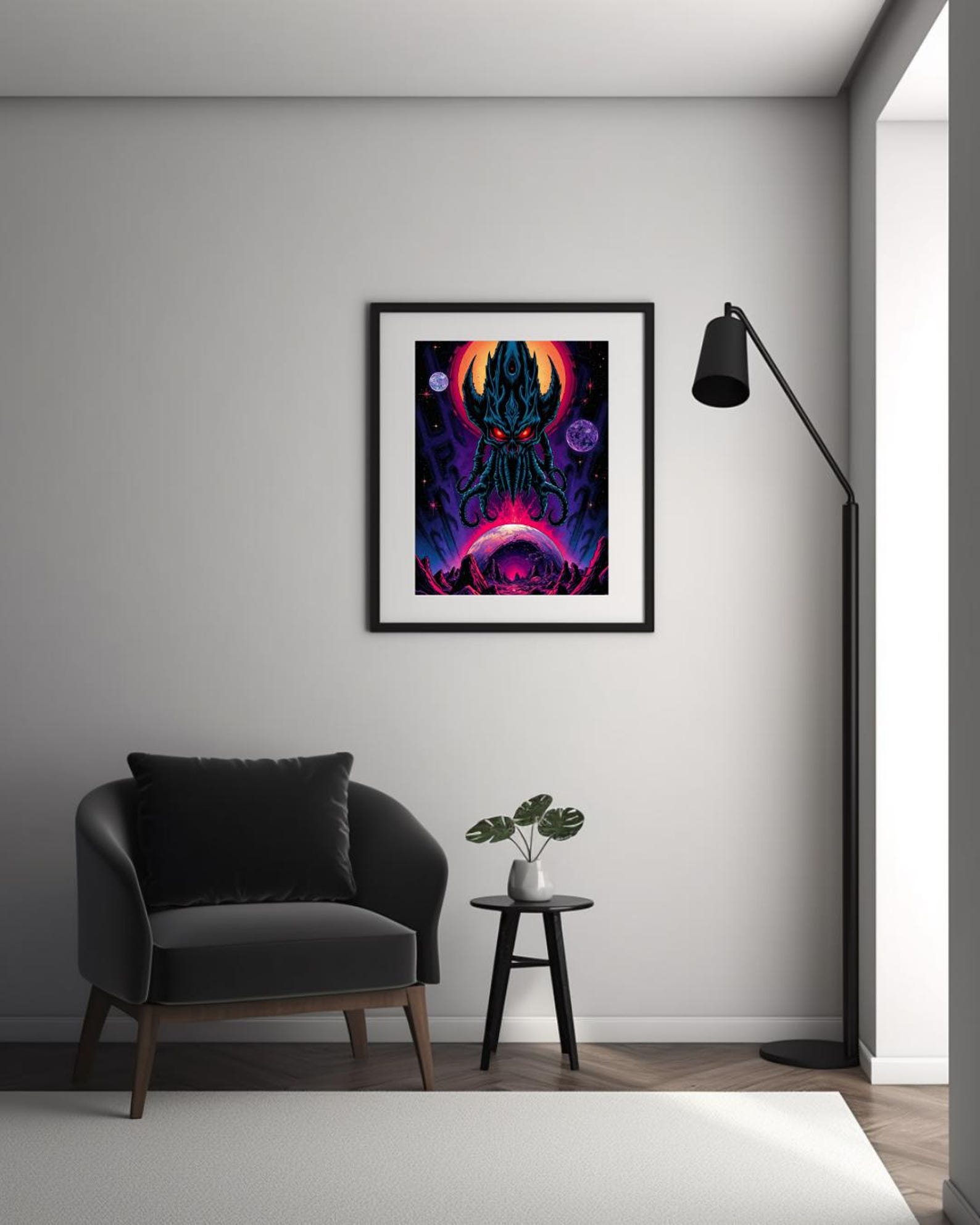 Eldritch Horror Cosmic Skull | Dark Sci-fi Art Print | Neon ...