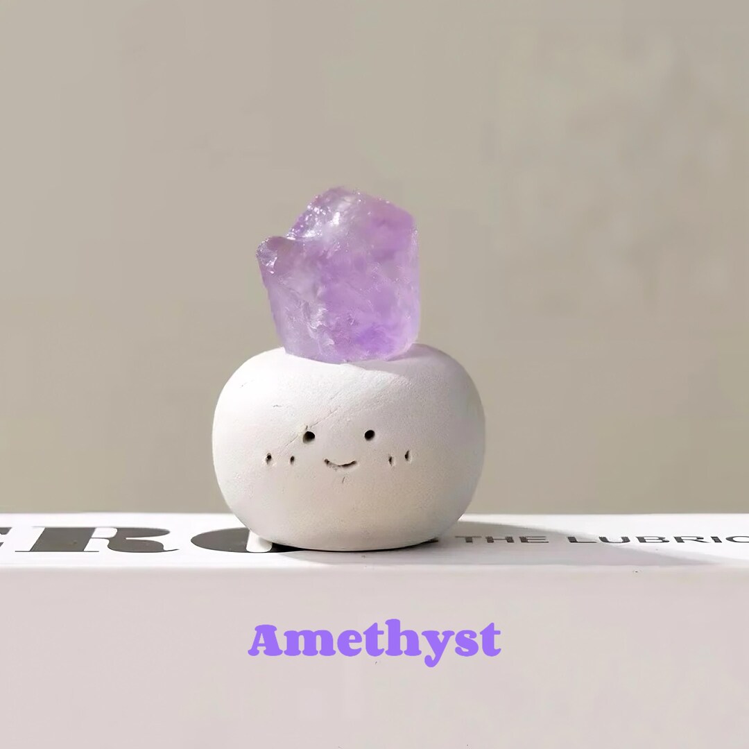 Amethyst Crystal Bean Desk Decor Natural Gemstone Focus Enhancement ...