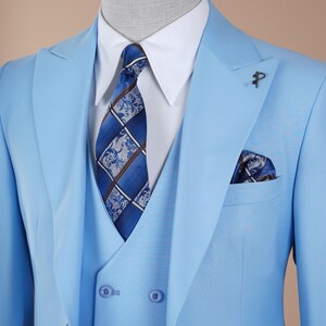 Baby Blue Slim Fit Suit: Formal Wedding Suit With Vest - Etsy
