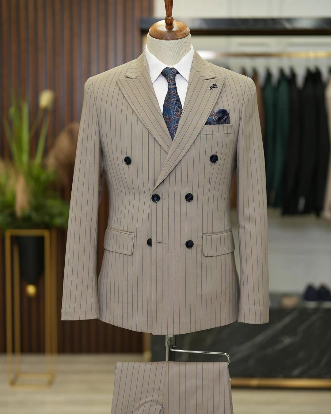Striped Double Breasted Mens Suit: Italian Style - Etsy
