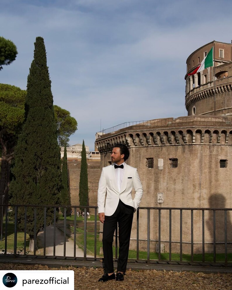 Ivory Tuxedo for Men Wedding Suit Groom Slim Fit Fancy Tux Unique ...