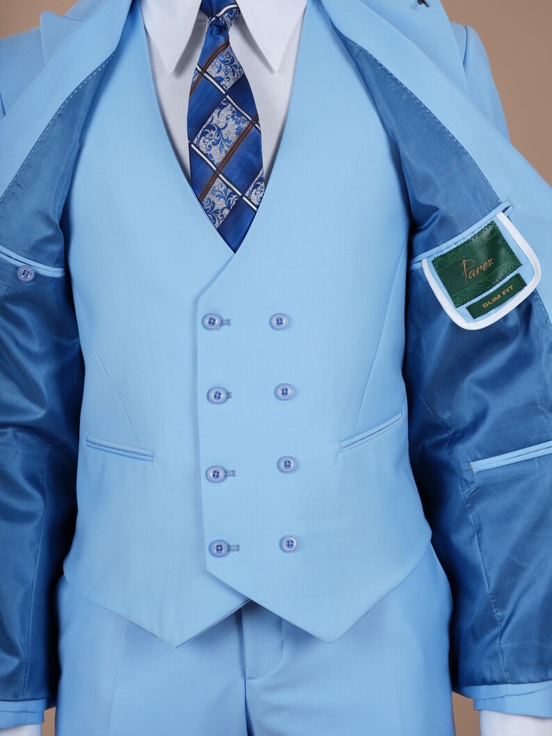 Baby Blue Slim Fit Suit: Formal Wedding Suit With Vest - Etsy
