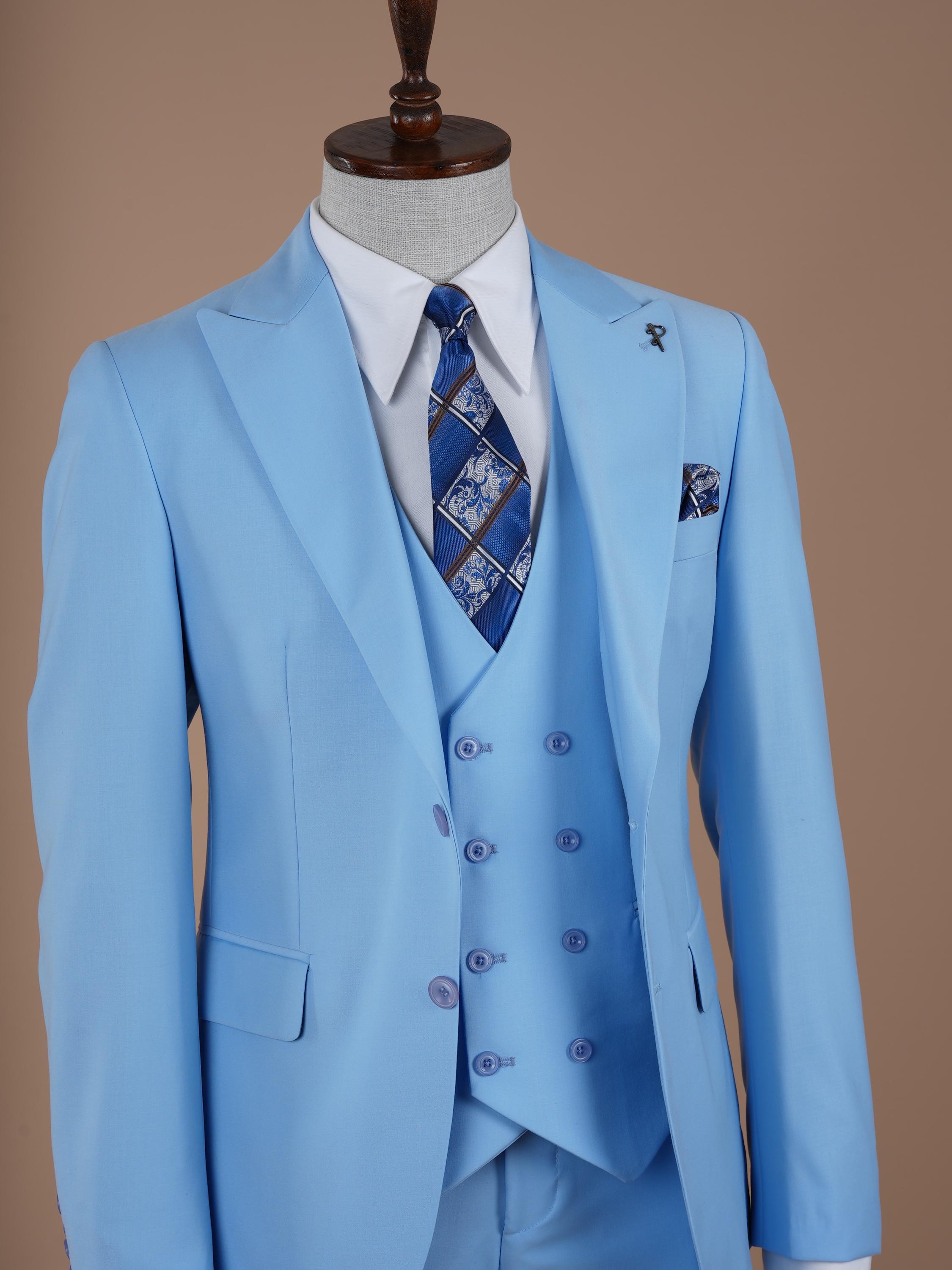 Baby Blue Slim Fit Suit: Formal Wedding Suit With Vest - Etsy