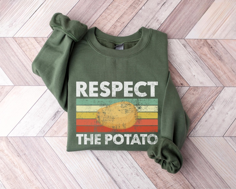 Respect the Potato Shirt, Funny Vegetable Shirt, Retro Food Pun Shirt ...