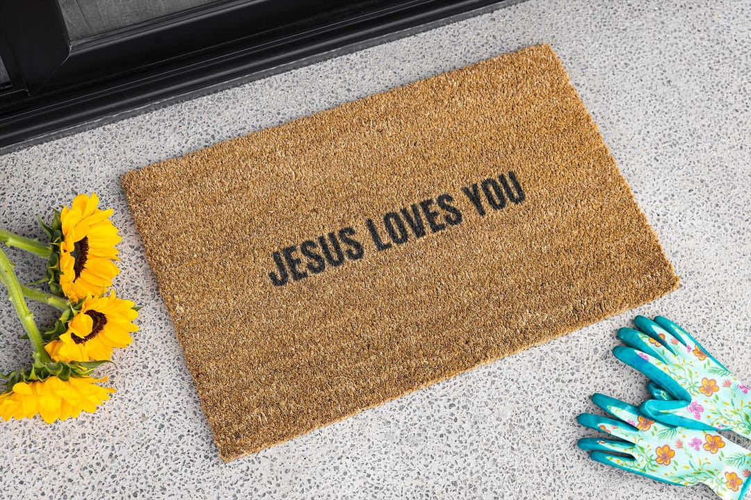 Blessed Entryway: Jesus Loves You Inspirational Doormat - Etsy