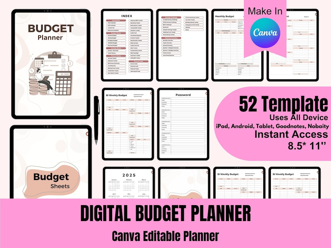 Digital Budget Planner, Printable Budget Planner, Monthly Expense Tracker, Finance Organizer ...