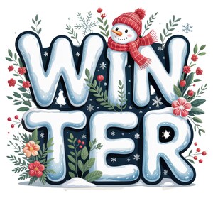 Winter Word Art Digital Download | Snowman & Snowflake Seasonal Wall ...