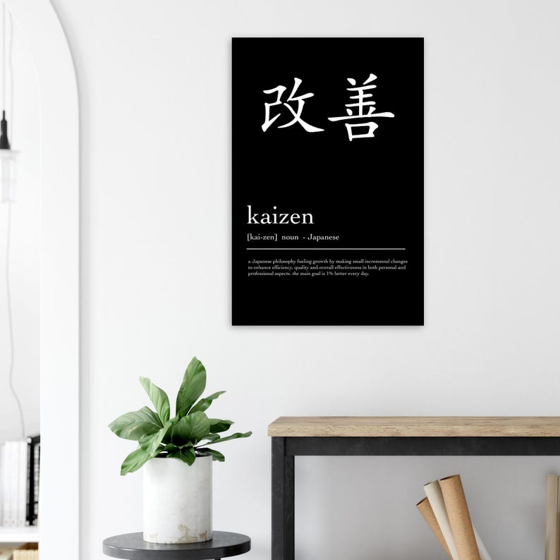 Kaizen Poster, Kaizen Minimalist Japanese Wall Art Quote Print Painting ...
