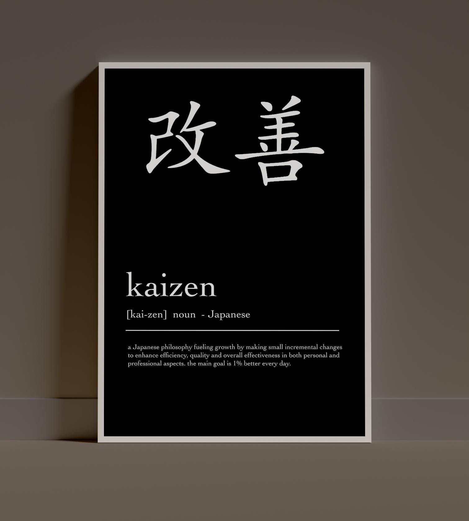 Kaizen Poster, Kaizen Minimalist Japanese Wall Art Quote Print Painting, Kaizen Japanese Quote ...