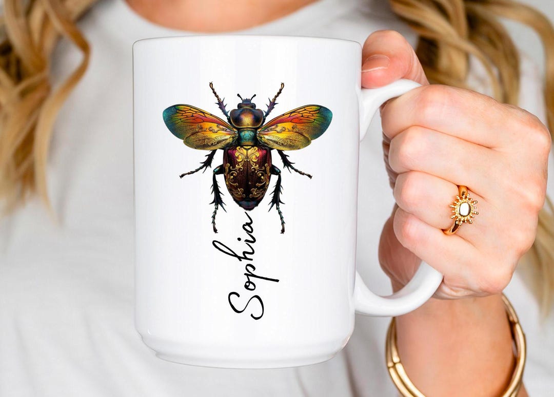 Beetle Ceramic Mug, Beetle Coffee Mug, Personalized Insect Coffee Cup ...