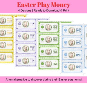 Easter Bunny Play Money - Printable Easter Bunny Bucks, Bunny Currency ...