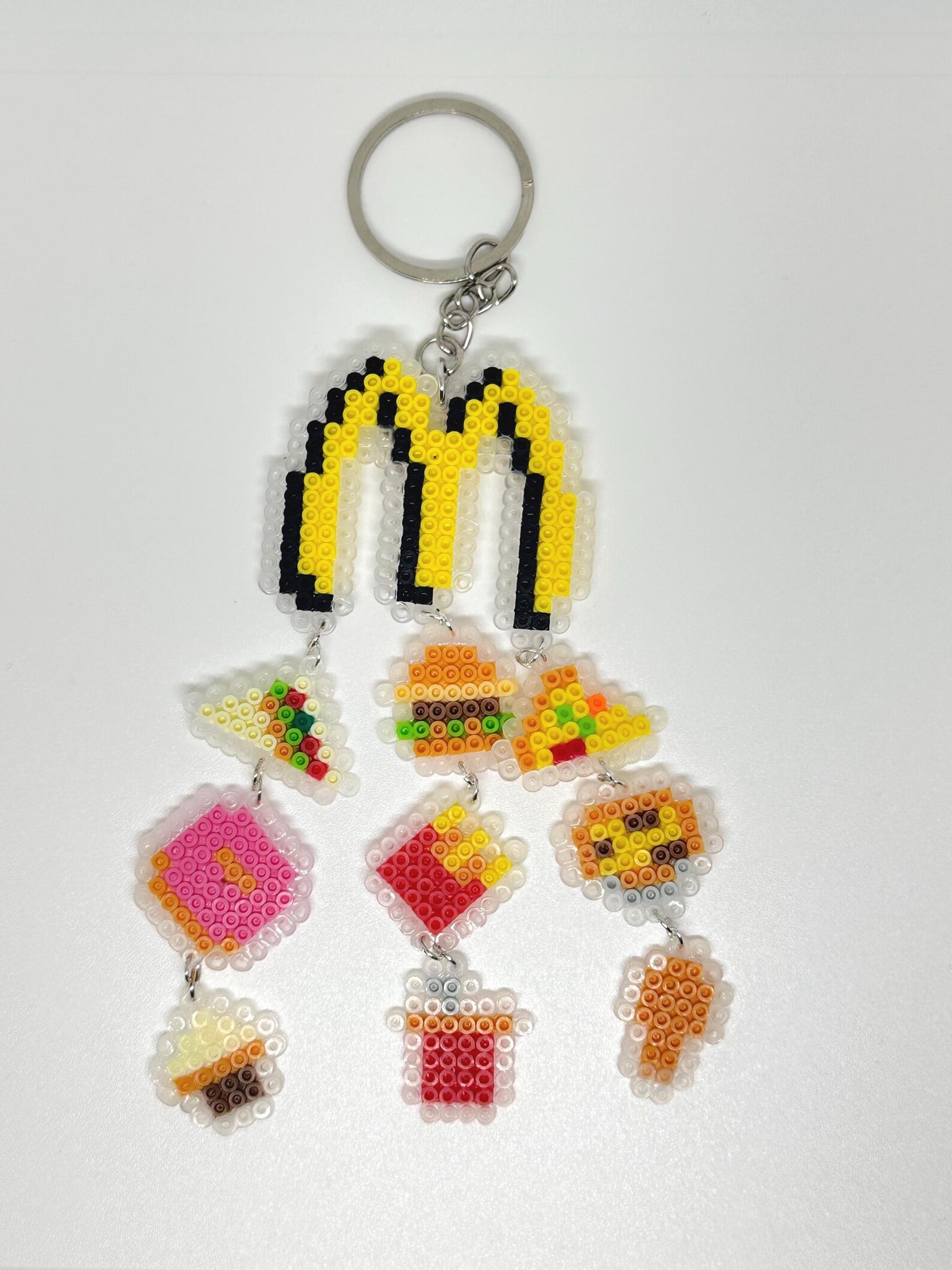 Pixel Art Fast Food Keychain - Unique Handmade Perler Bead Keyring - Etsy