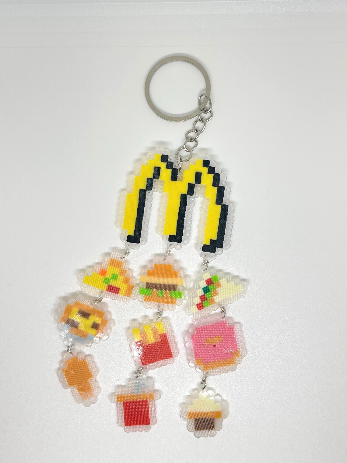 Pixel Art Fast Food Keychain - Unique Handmade Perler Bead Keyring - Etsy