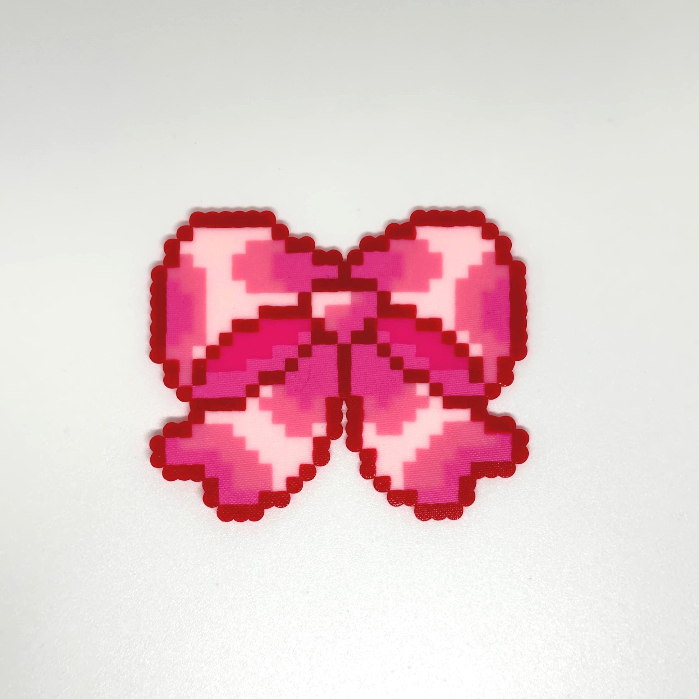 Handmade Pixel Pink Bow Keychain or Magnet – Cute Beaded Accessory ...