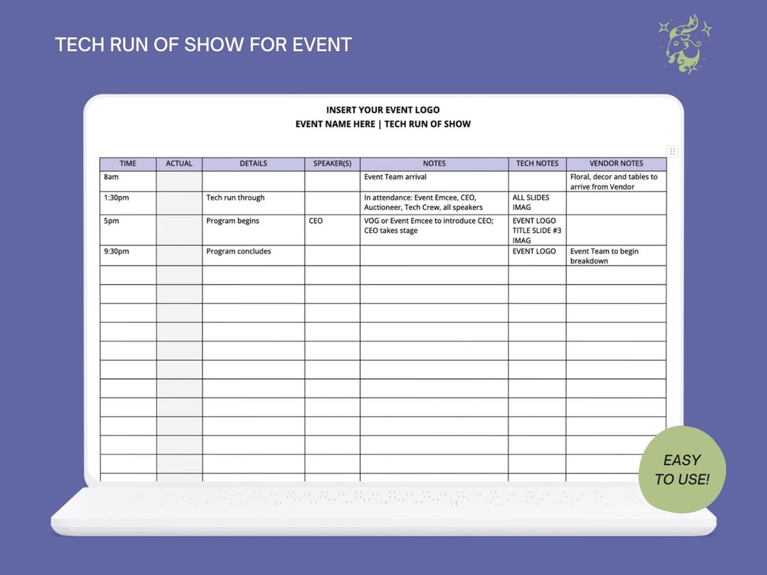 Tech Run of Show for Event - Etsy