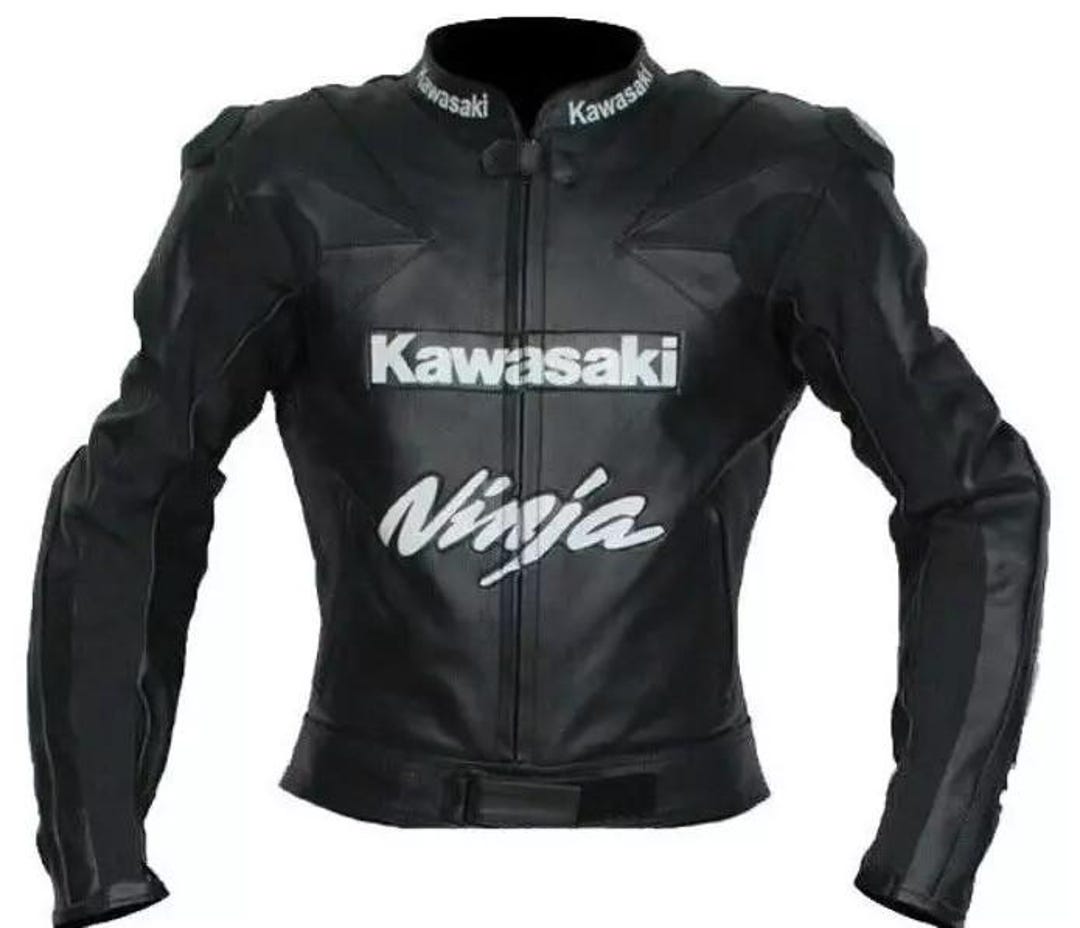 Kawasaki Ninja Leather Jacket Men Motorcycle Leather Jacket Padded ...