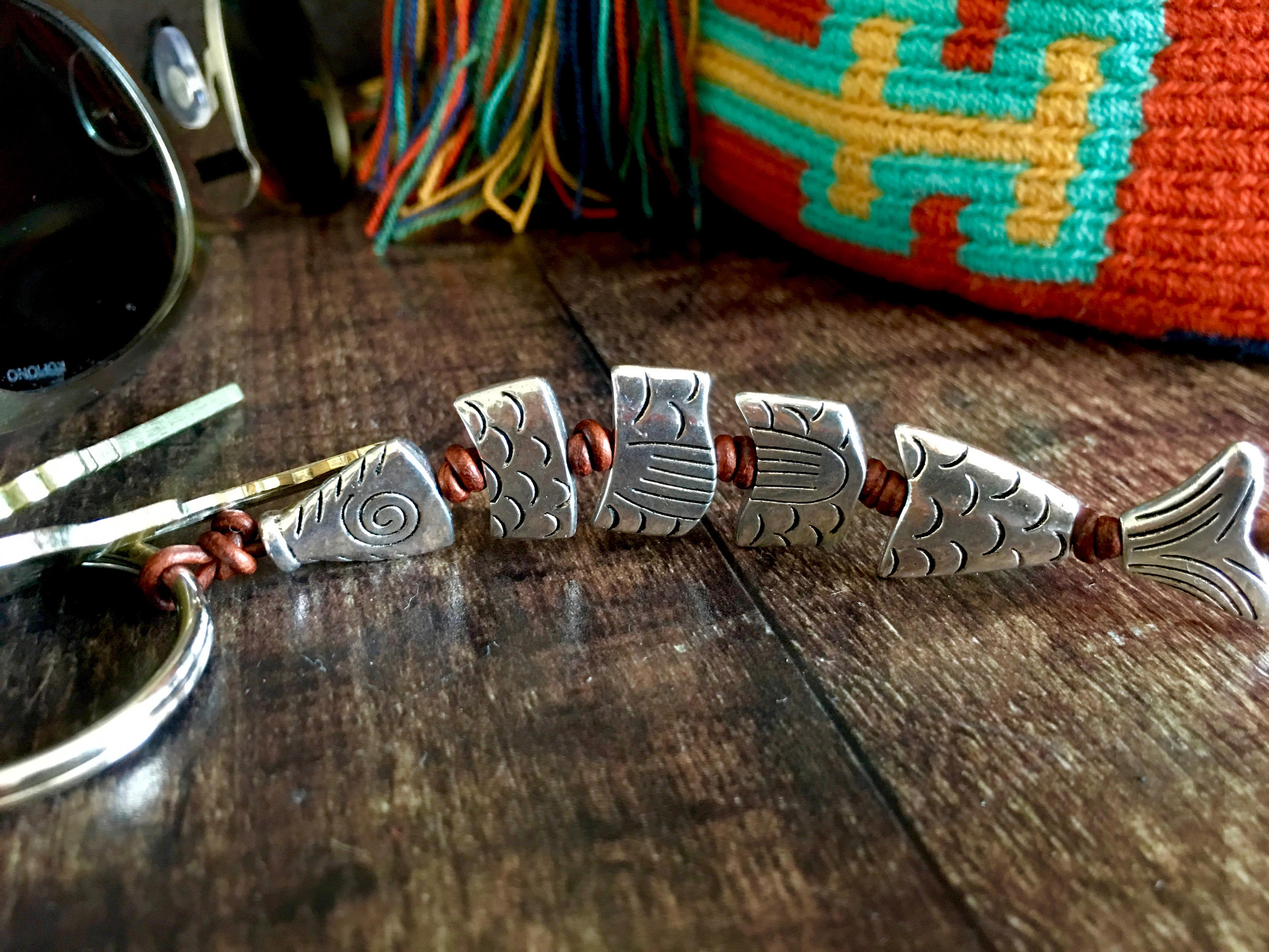 Leather and Silver Key Ring / Fish Key Holder / Fishing Key | Etsy