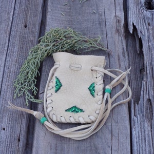 Beaded Leather Bag , Special Gift Bag , Native Style Pouch , Tribal ...
