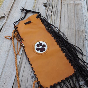 Pipe Bag With Beaded Wolf Paw, Leather Pipe Bag , Chanupa Bag , Wolf ...