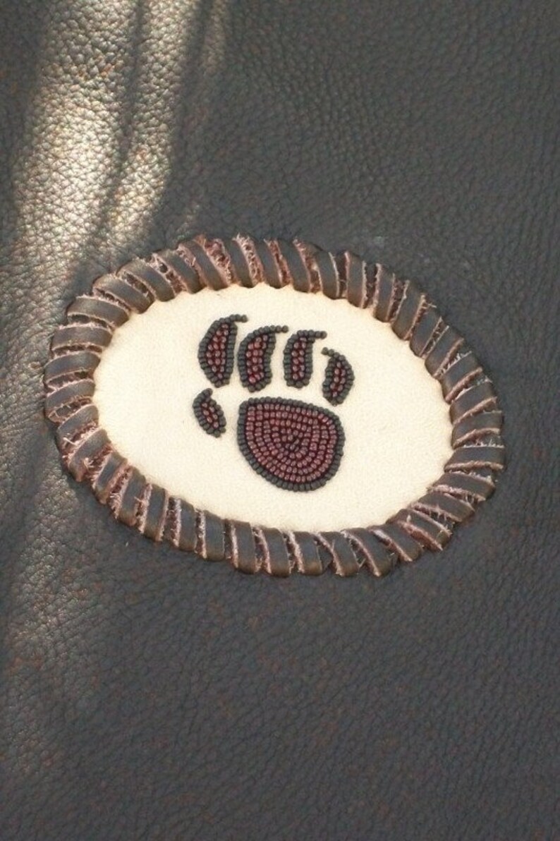 Chanupa bag Fringed leather pipe bag with beaded bear totem | Etsy