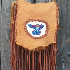 Fringed Leather Handbag , Beaded Hummingbird Bag, Boho Gypsy Handbag ...