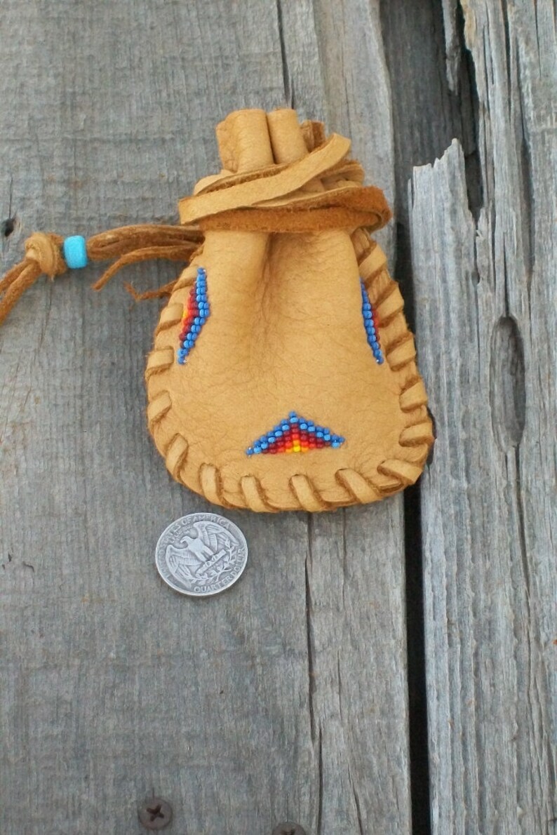Amulet Pouch Beaded Amulet Bag Leather Medicine Pouch - Etsy