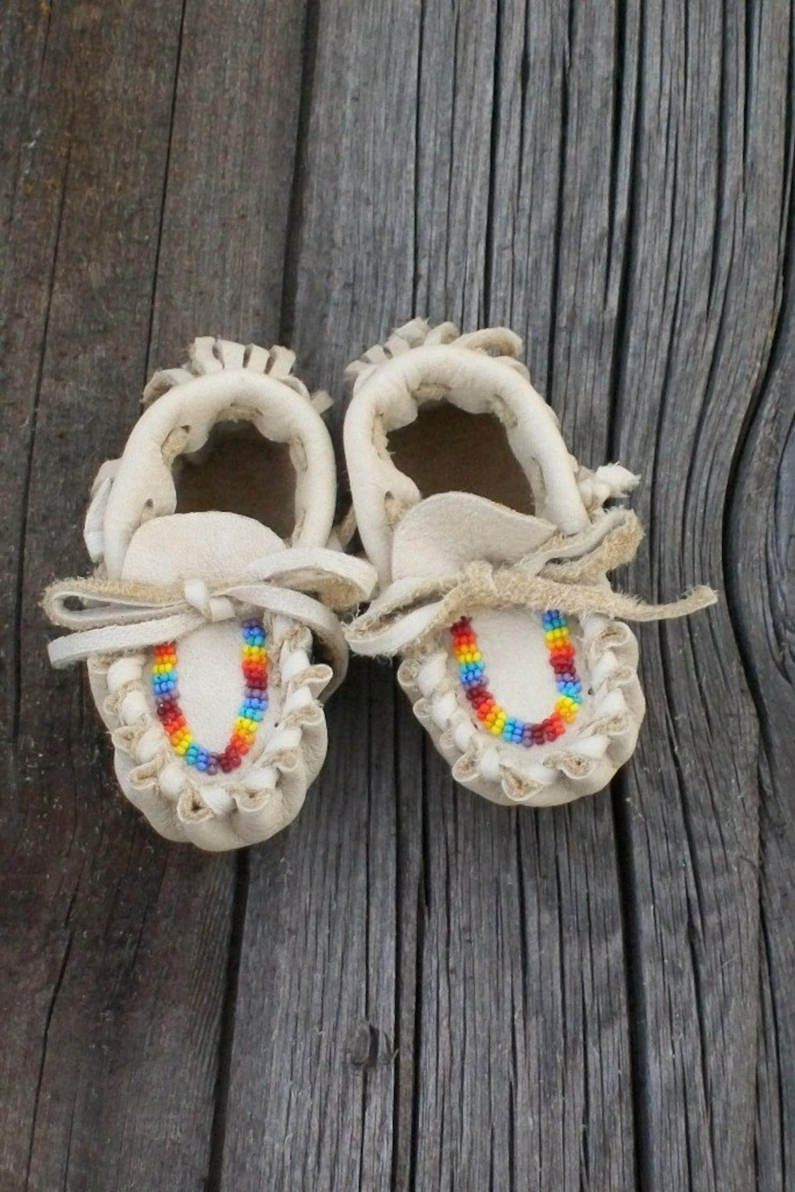 Beaded baby moccasins Infant moccasins fringed baby | Etsy