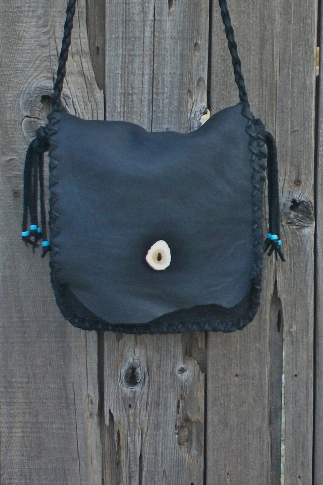 A Simple Black Shoulder Bag for Everyday , Handmade Black Purse , Black ...