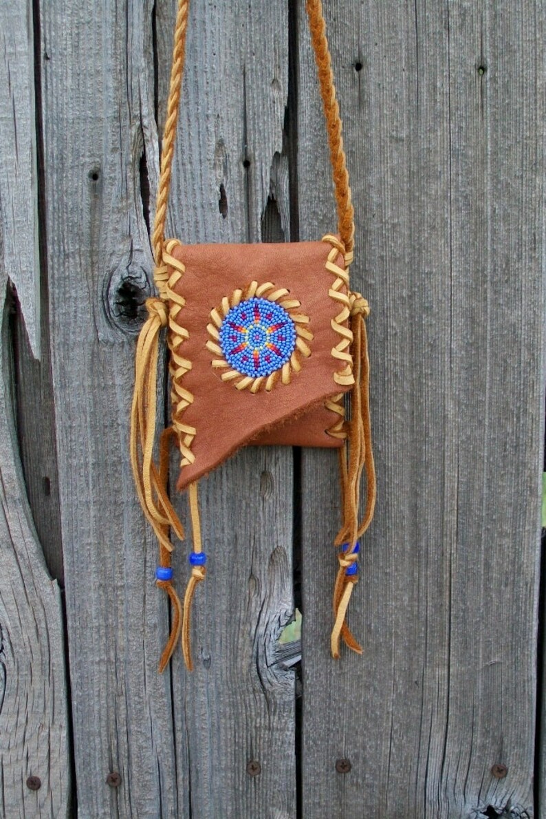 Beaded amulet bag Beaded Necklace bag Native medicine | Etsy