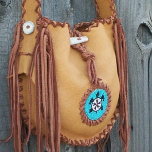 Custom Leather Handbag , Beaded Turtle Totem , Leather Handbag With ...