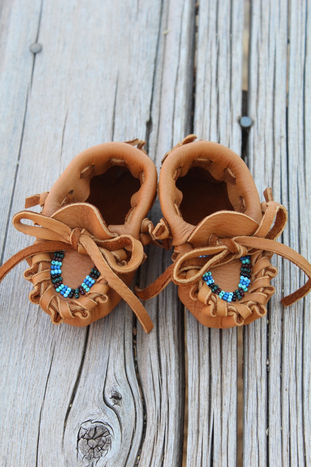 Beaded Buckskin Baby Moccasins: Handmade Newborn Shoes (3.5 Inch) - Etsy