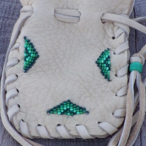 Beaded Leather Bag , Special Gift Bag , Native Style Pouch , Tribal ...