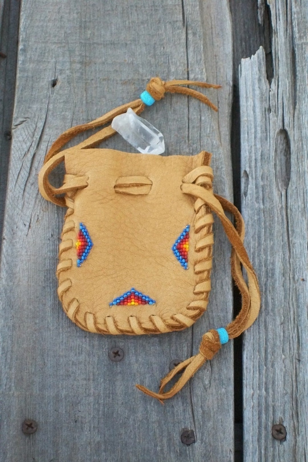 Amulet Pouch , Beaded Amulet Bag , Leather Medicine Pouch - Etsy