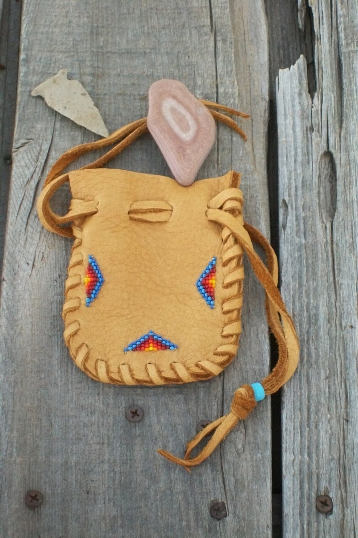 Amulet Pouch Beaded Amulet Bag Leather Medicine Pouch | Etsy